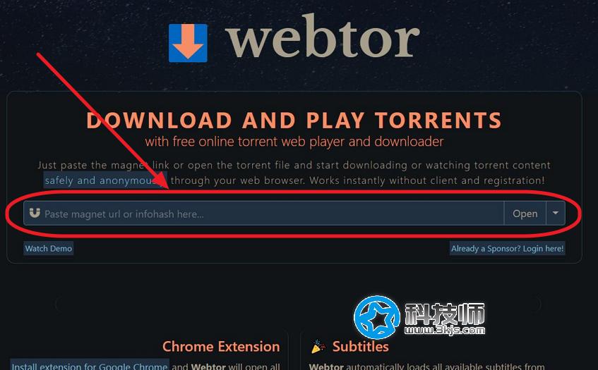 磁力链解析播放工具 - webtor.io(轻松在线播放磁力链) - 科技师